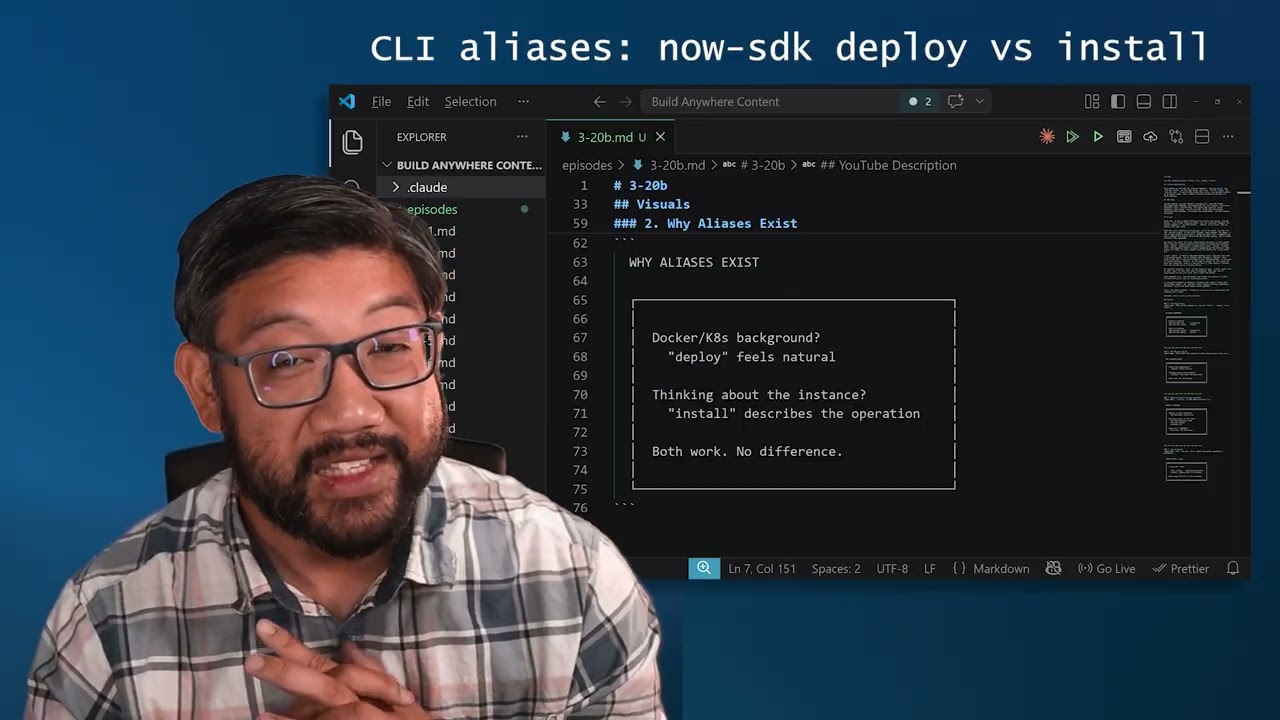 What are CLI aliases? now-sdk deploy vs install