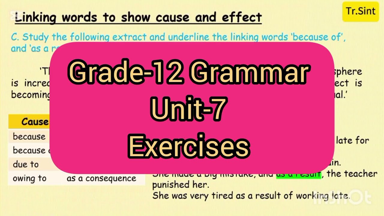 Grade-12 Grammar Exercises from Unit-7