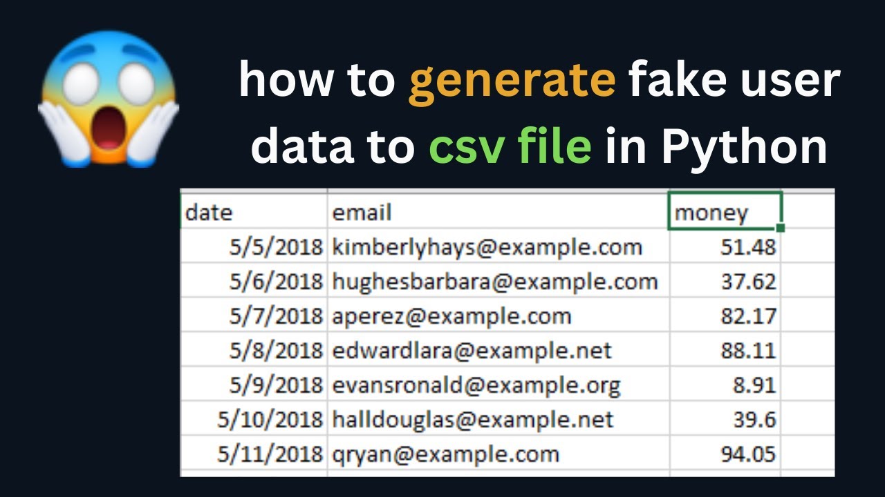 how to generate fake user data to csv file in Python
