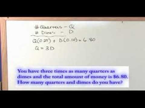 Algebra Word Problem Tutor - Coins and Money