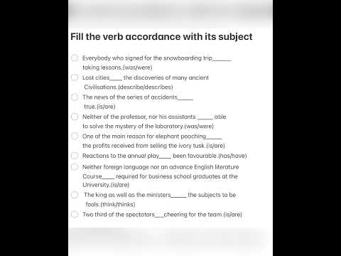 Worksheet of subject verb agreement#shorts #study #youtubeshorts #education #englishgrammar
