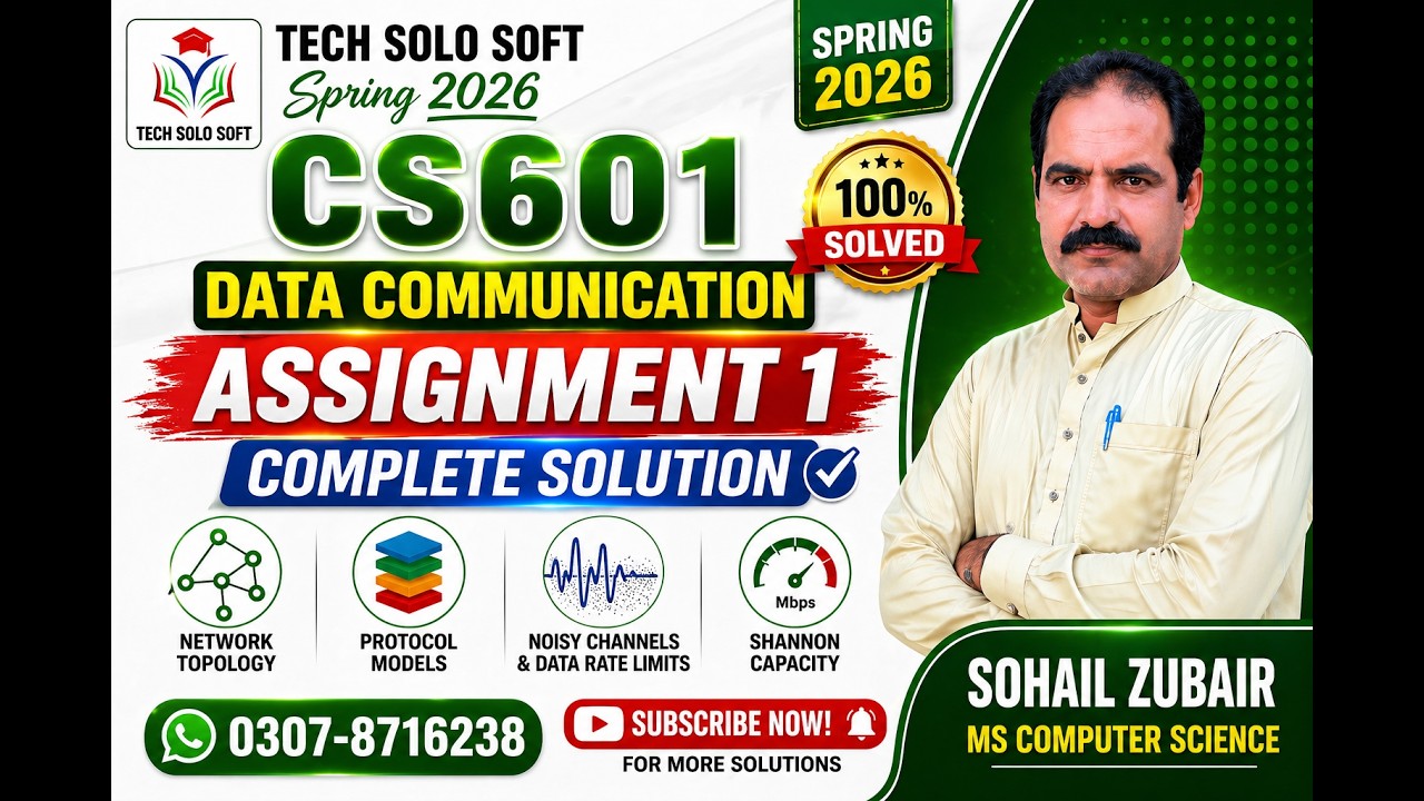 CS601 Assignment 1 Complete Solution Spring 2026 | Data Communication |  VU Solved | Tech Solo Soft
