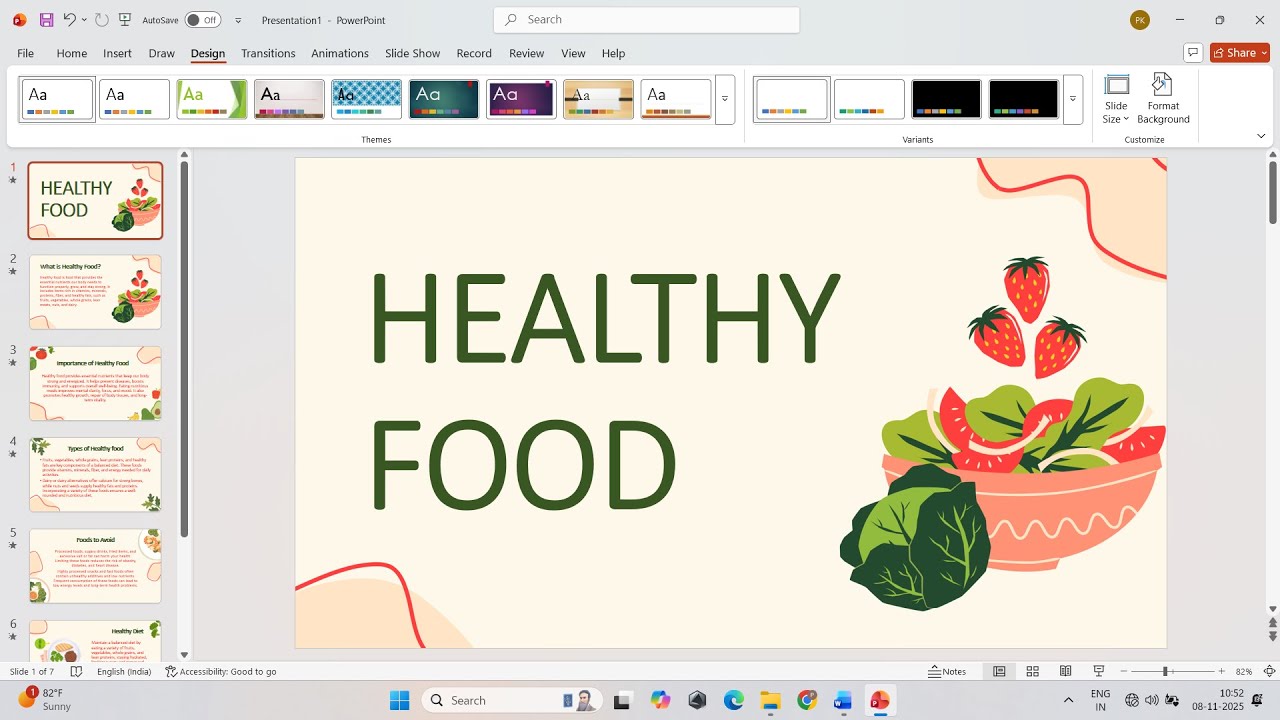 How to Make a PowerPoint Presentation on Healthy Food 🥬 | Healthy Food PPT Presentation | #ppt