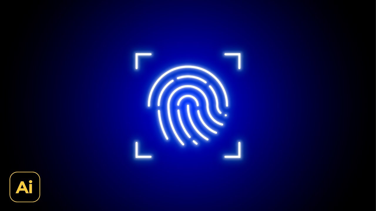 How to Make Glow Fingerprint Icon Design | Adobe Illustrator Tutorials