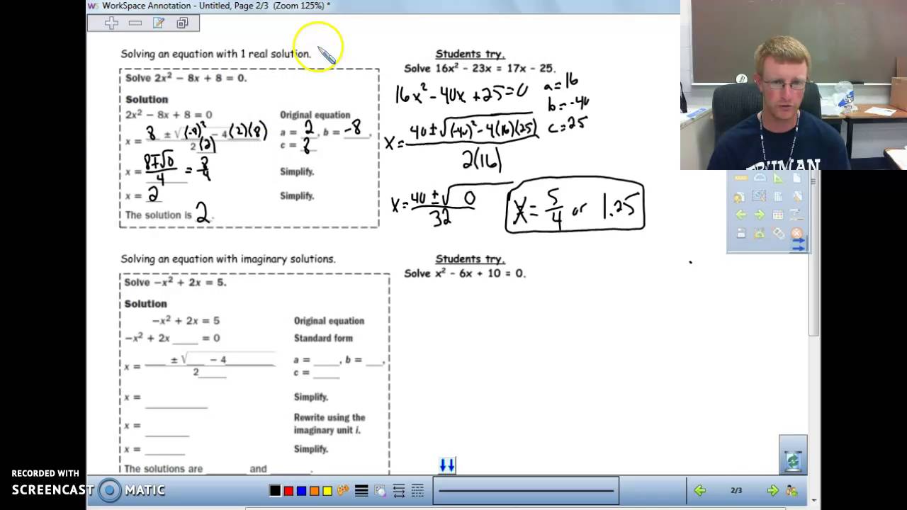 Honors Algebra 2 4.8 Notes