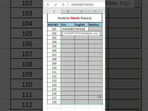 Rand Between Function in Excel