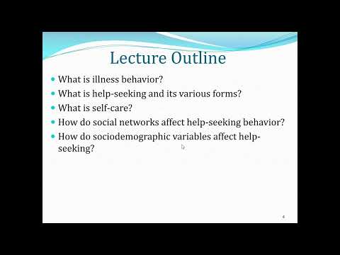 Medical Sociology Module 08 Illness Behavior: Outline