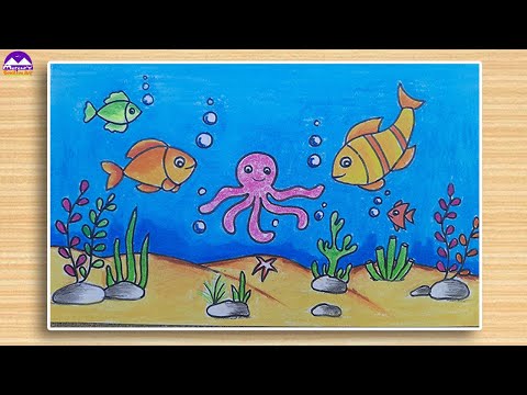 How to draw fish underwater scenery | easy fish scenery