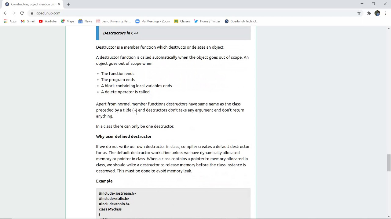 Constructor And Destructor In C++ | C++ Programming | Types of Constructor