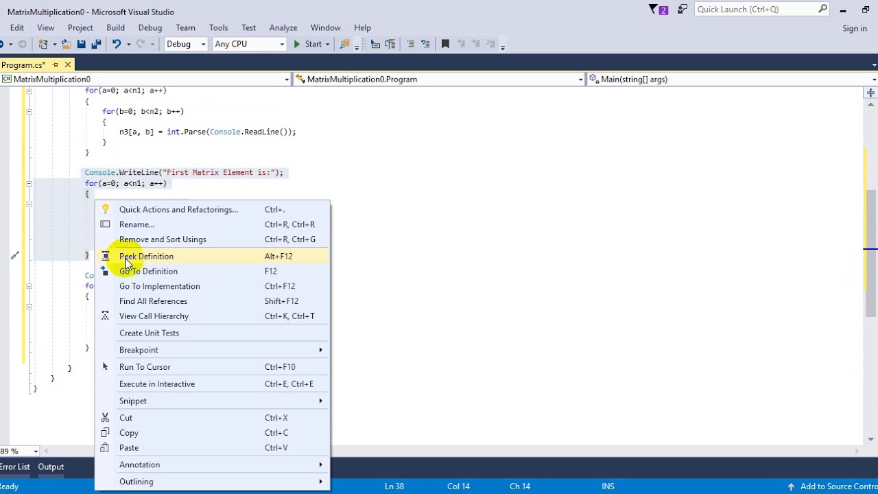 Matrix Multiplication in C#.NET