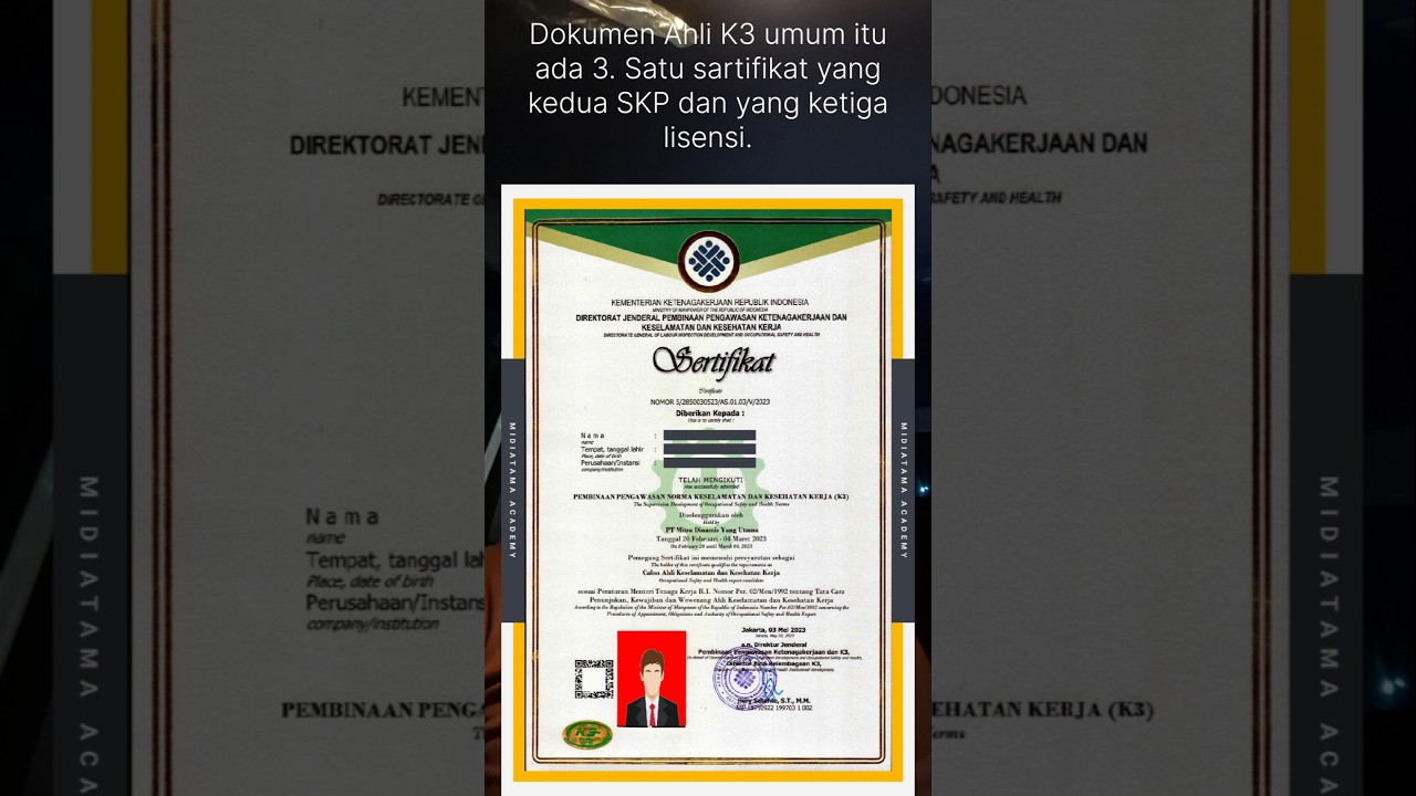 SKP certificate and general K3 expert license