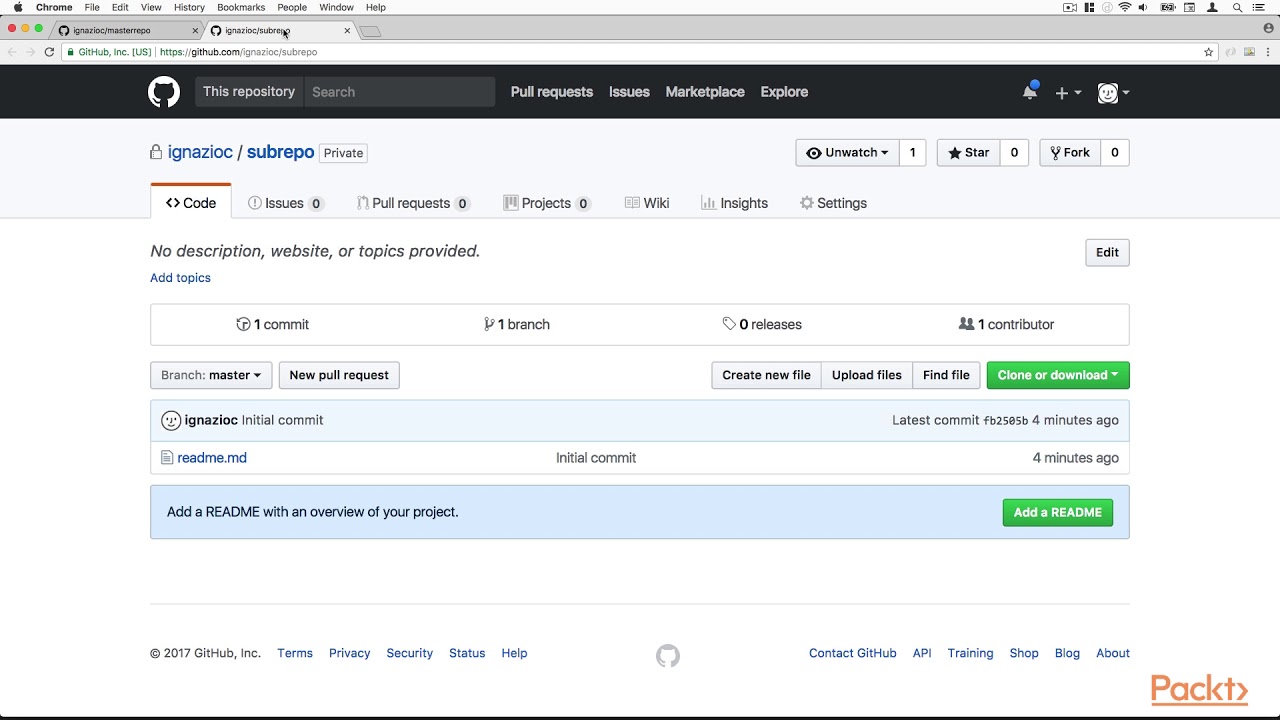 Conquering Git: Advanced Training Guide: Create and Update a Submodule| packtpub.com