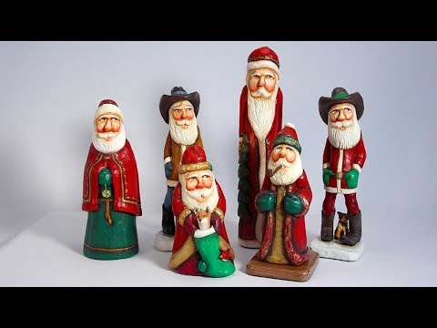 Santas!! Woodcarvings Collectibles - HowToGetCreative.com