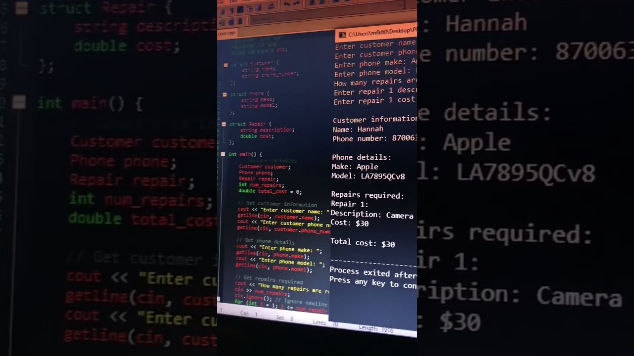 phone repair output c++ #coders #codingninja #codinglife #codelife #codemasters #coding #code #cpp