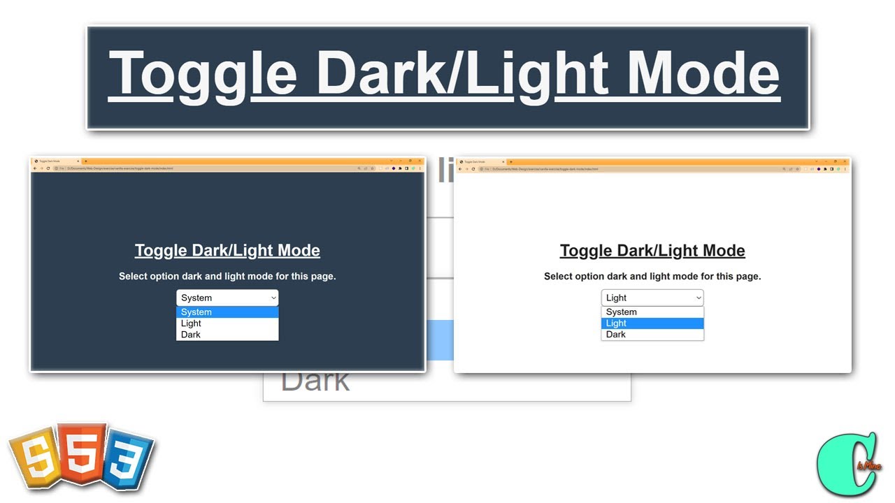 Toggle Dark Mode |  HTML CSS JS Tutorial | CodeIsMine