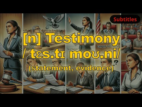 [n] Testimony meaning (statement, evidence) with 5 examples