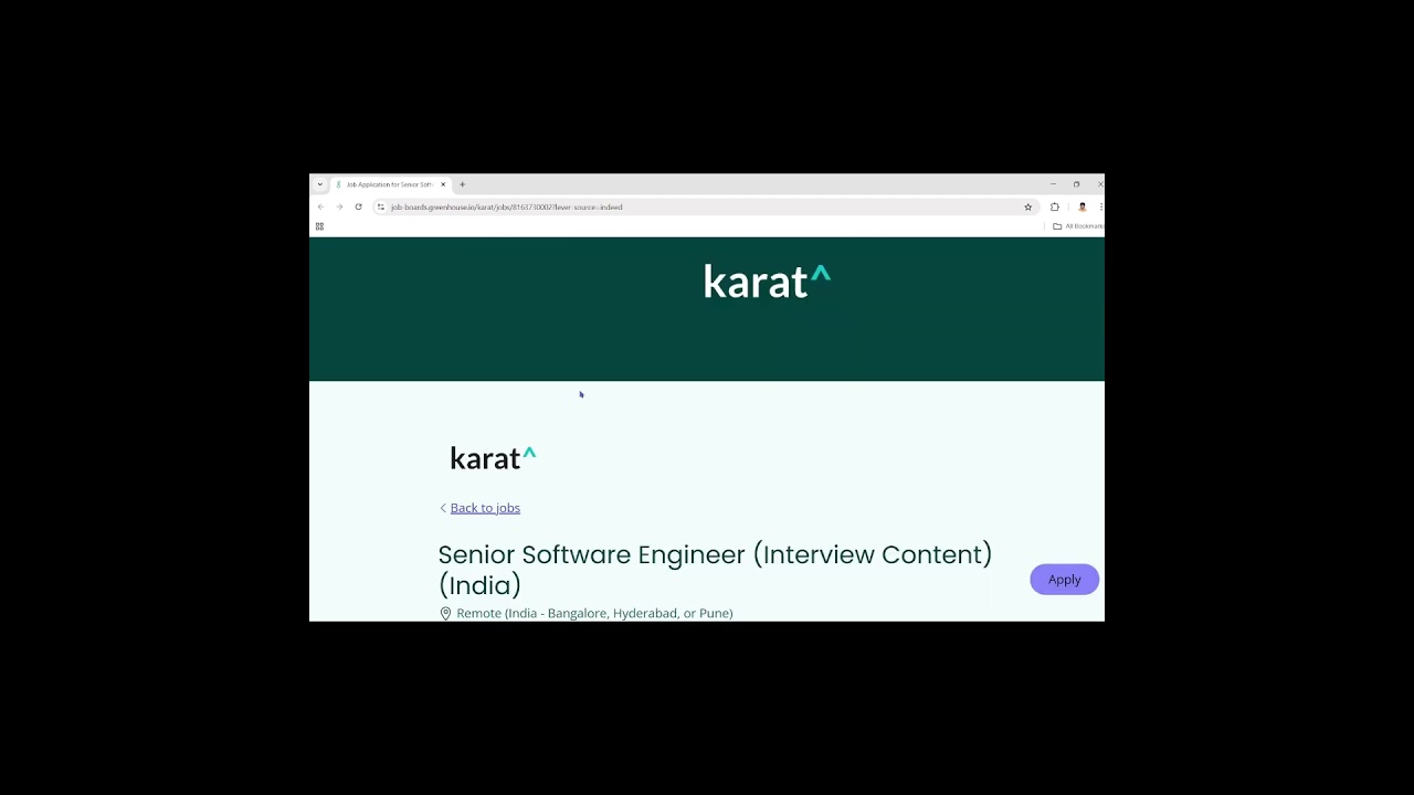 Karat is hiring for Senior Software Engineer role.