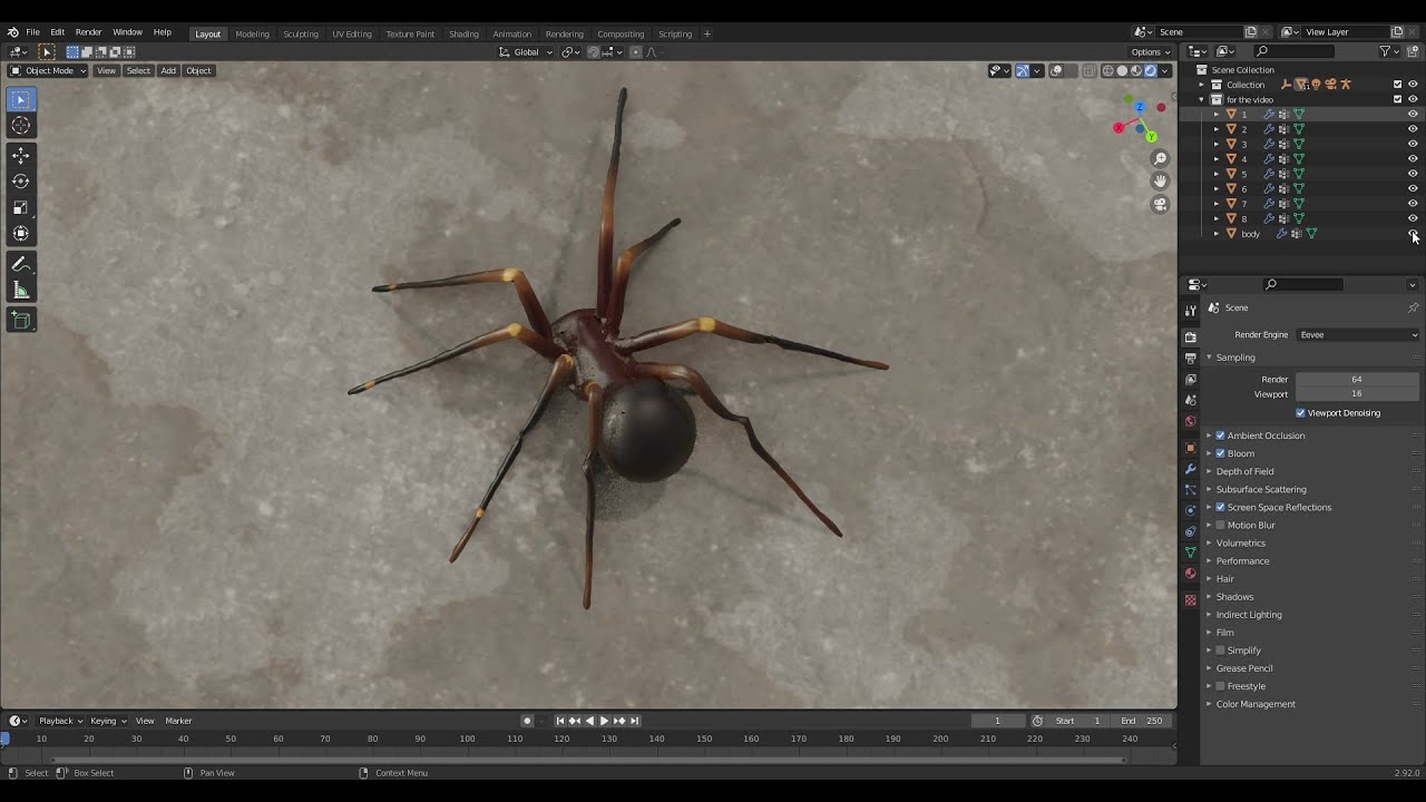 How to make a Spider in Blender 2.92