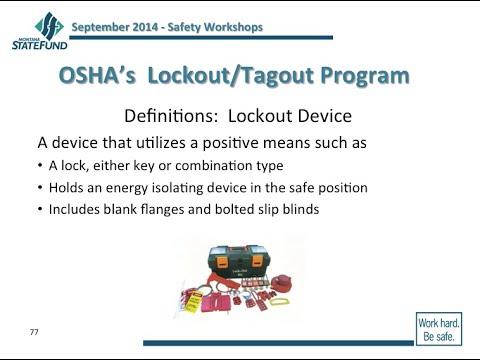 September 2014: Chapter 14 - Lockout/Tagout Definitions