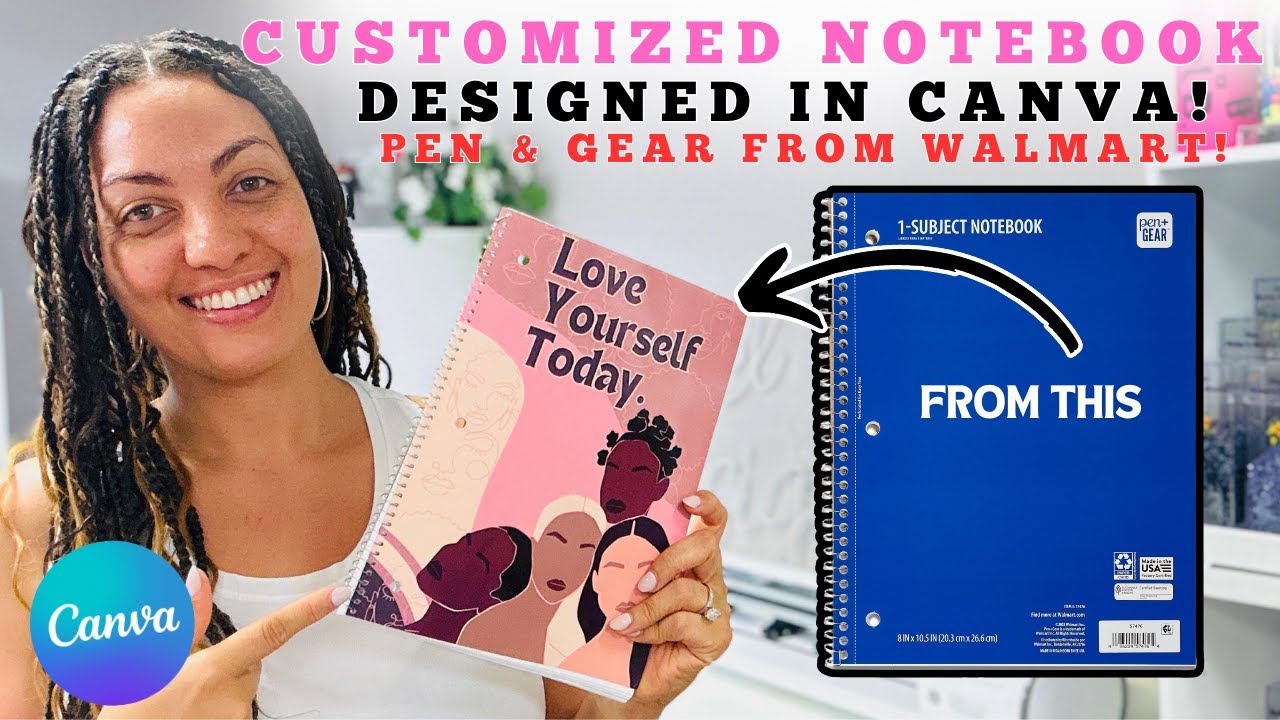 Using CANVA to Make a CUSTOMIZED PEN AND GEAR NOTEBOOK! | Walmart Notebook | Canva Tutorial