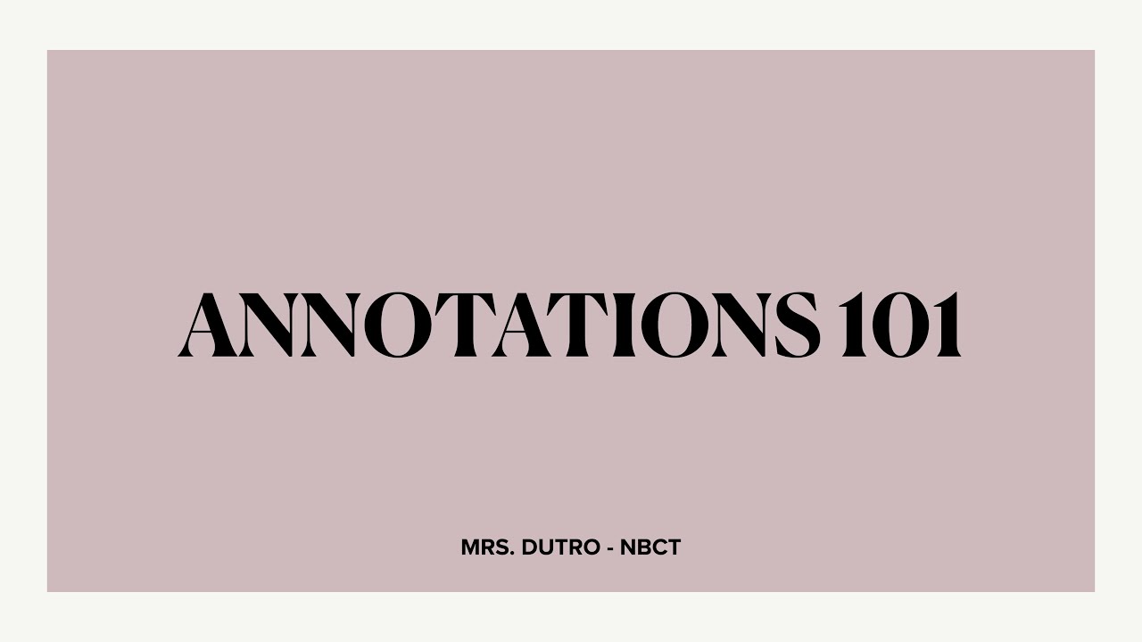 Annotations 101