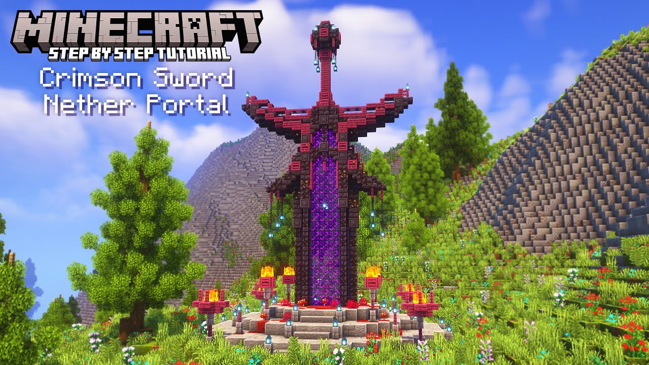 Minecraft - How to Build a Crimson Sword Nether Portal (CHECK PINNED)