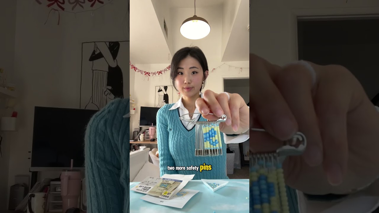 [sing-along] 🎵My First Time Trying Pin Beads🎵 #shorts