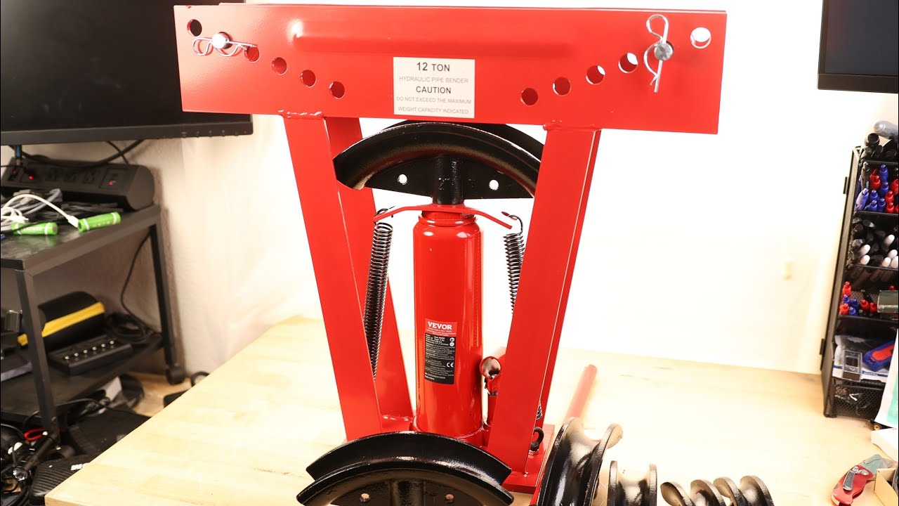VEVOR Hydraulic Pipe Bender, 12 Ton Manual Copper Exhaust Pipe Bending Machine with 6 Dies