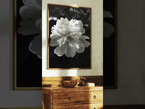 Peony Flower Wall Art Black and White Floral Photography