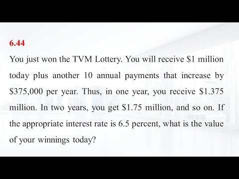 6-44: You just won the TVM Lottery. You will receive $1 million today plus