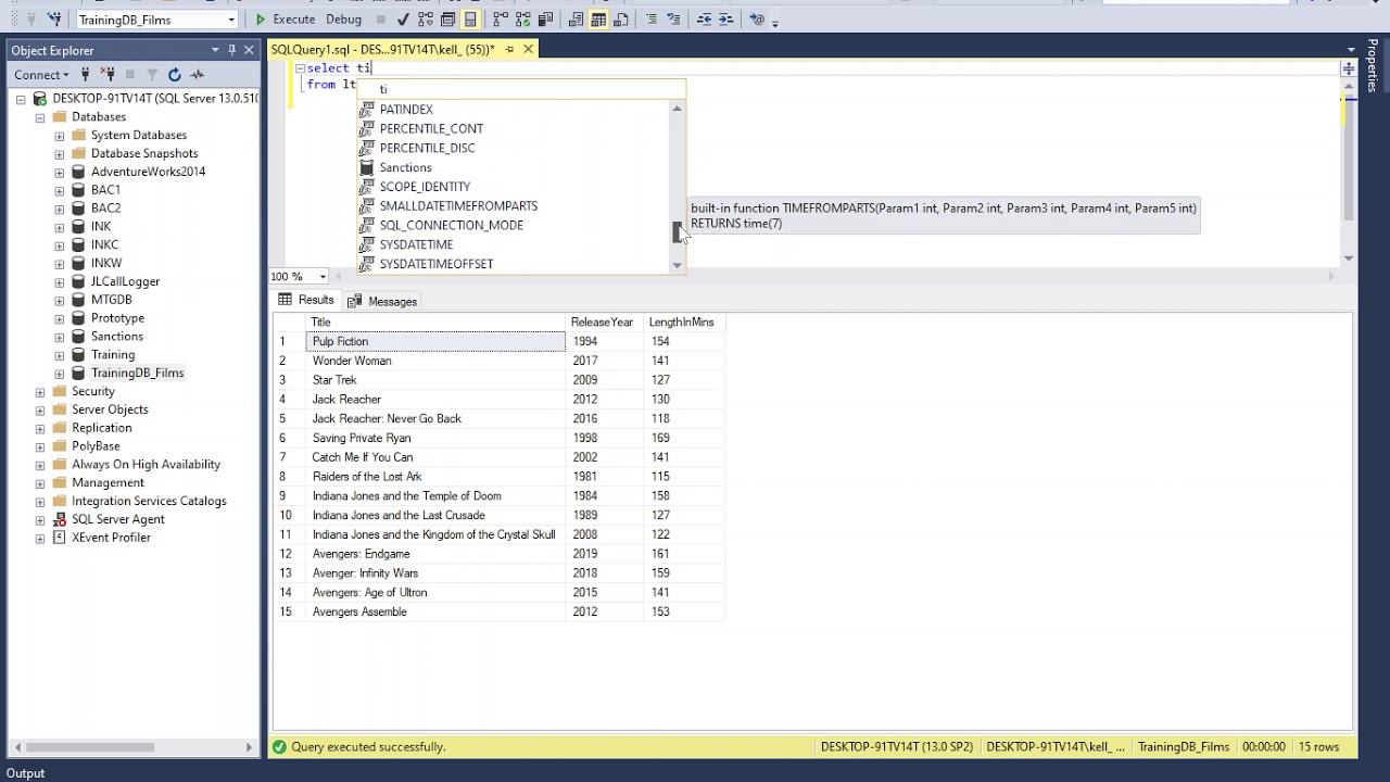 MS SQL tutorial covering basic selects, specifying columns and table alias.