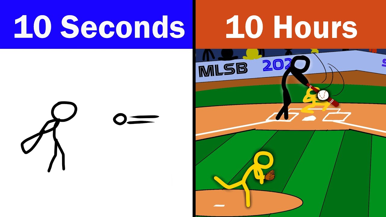 Stickman Baseball animation in 10 Seconds vs 10 Hours | @flipaclip 