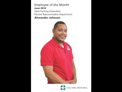 Columbia Memorial's June Employee of the Month 2014- Alex Johnson