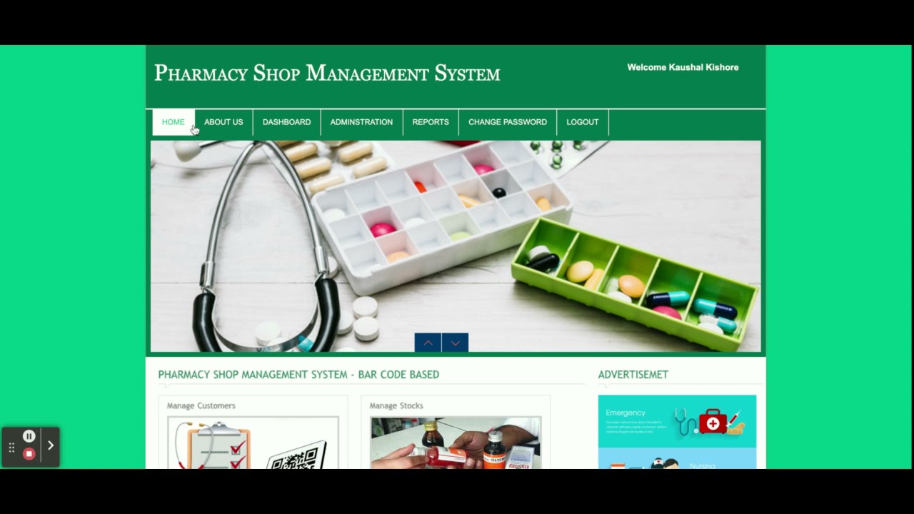 Pharmacy Shop Management System | PHP and MySQL Project Source Code | PHP MySQL CRUD Project