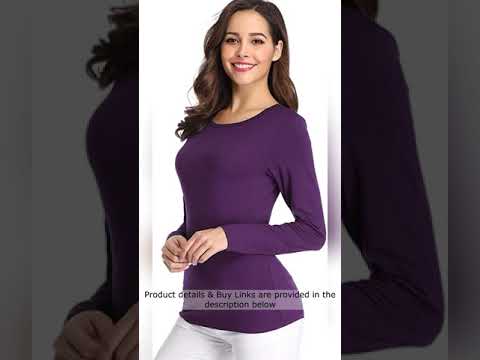 Women’s Long Sleeve T Shirts, Crewneck Slim Fit Spandex Tops, Plain Layer Underscrub Tees #Shorts