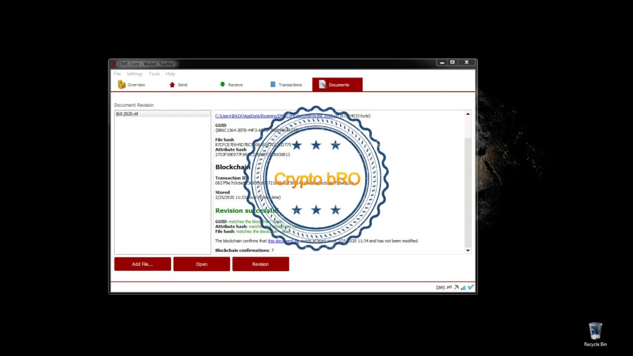 Documentchain Register a Document & Mining