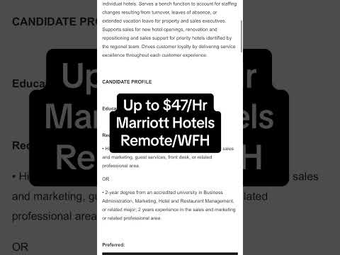 Up to $47/Hr Marriott Hotels #remotejobshiringnow #remotejobs #wfh