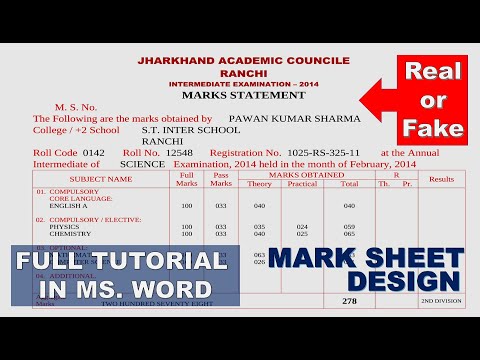Fully automated marksheet || how to create marksheet in ms word ...