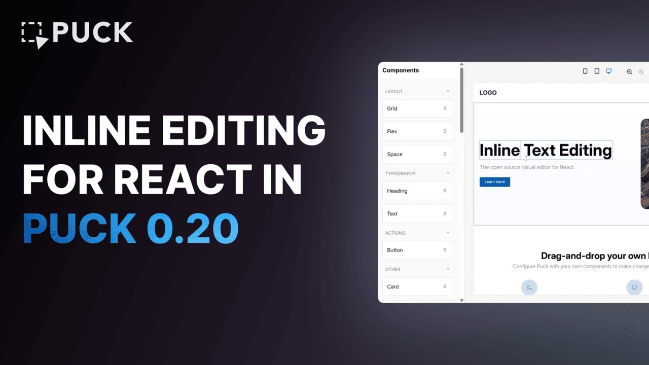 Inline Text Editing in React Finally Possible With Puck 0.20