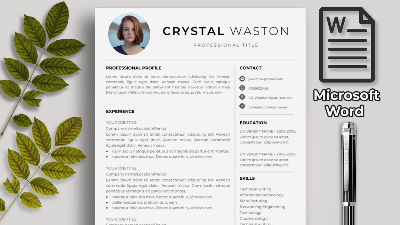 Microsoft Word Resume Template 2020