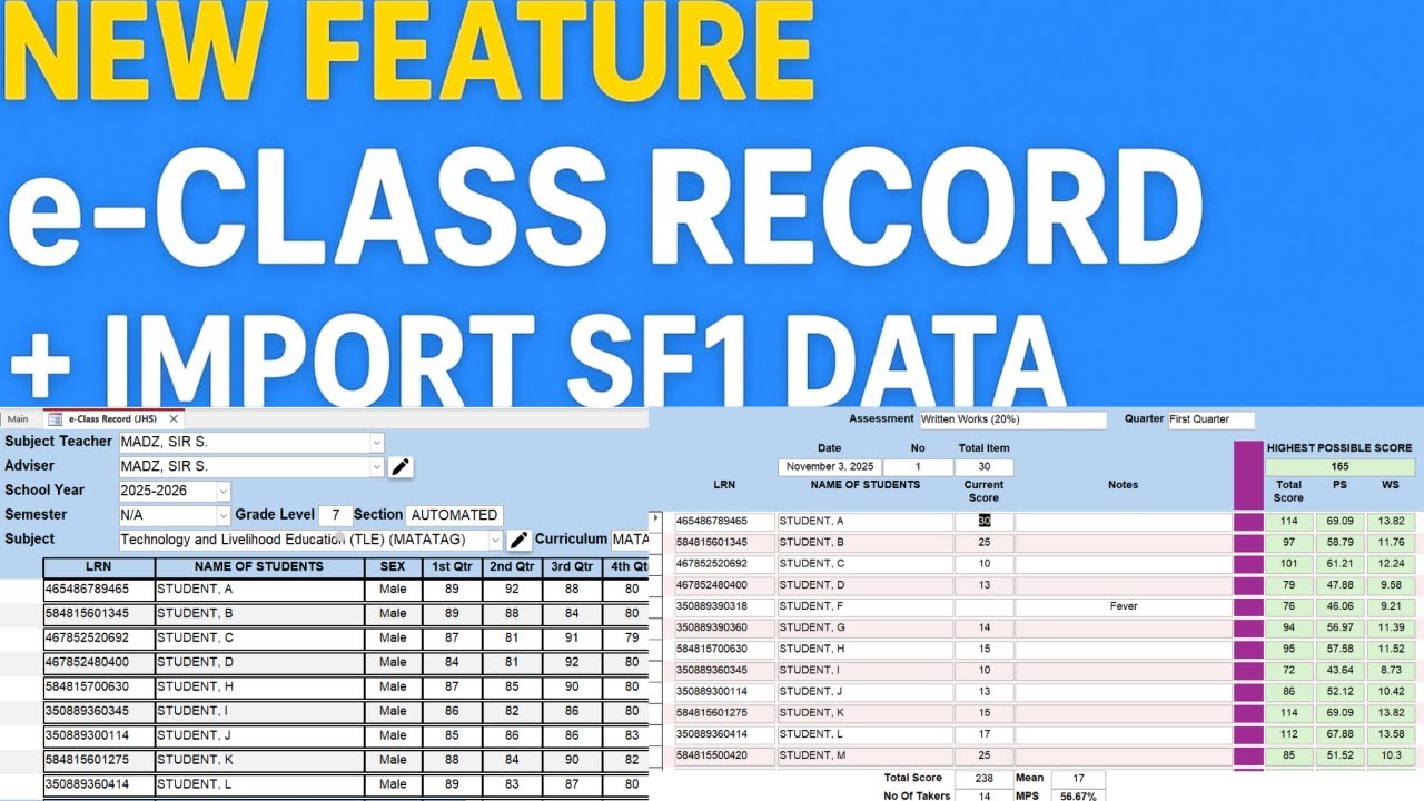 e-Class Record DepEd, Automated e class record