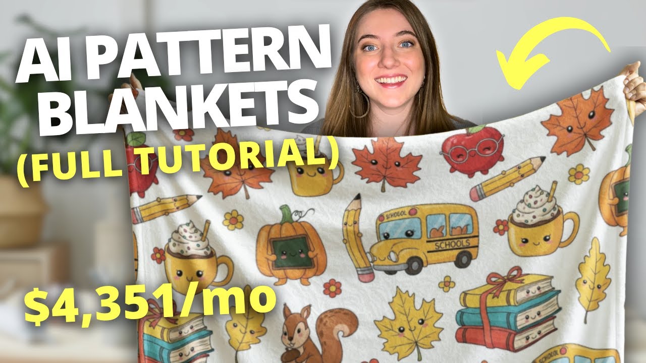 BEST AI Side Hustle (For BEGINNERS): Make AI PATTERN BLANKETS for Etsy Print on Demand