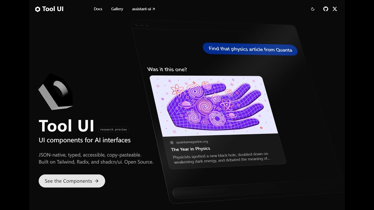 Tool UI: React UI Components for AI Chat Interfaces