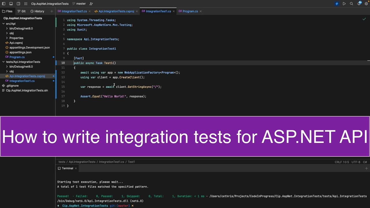 How to write integration tests for ASP.NET API