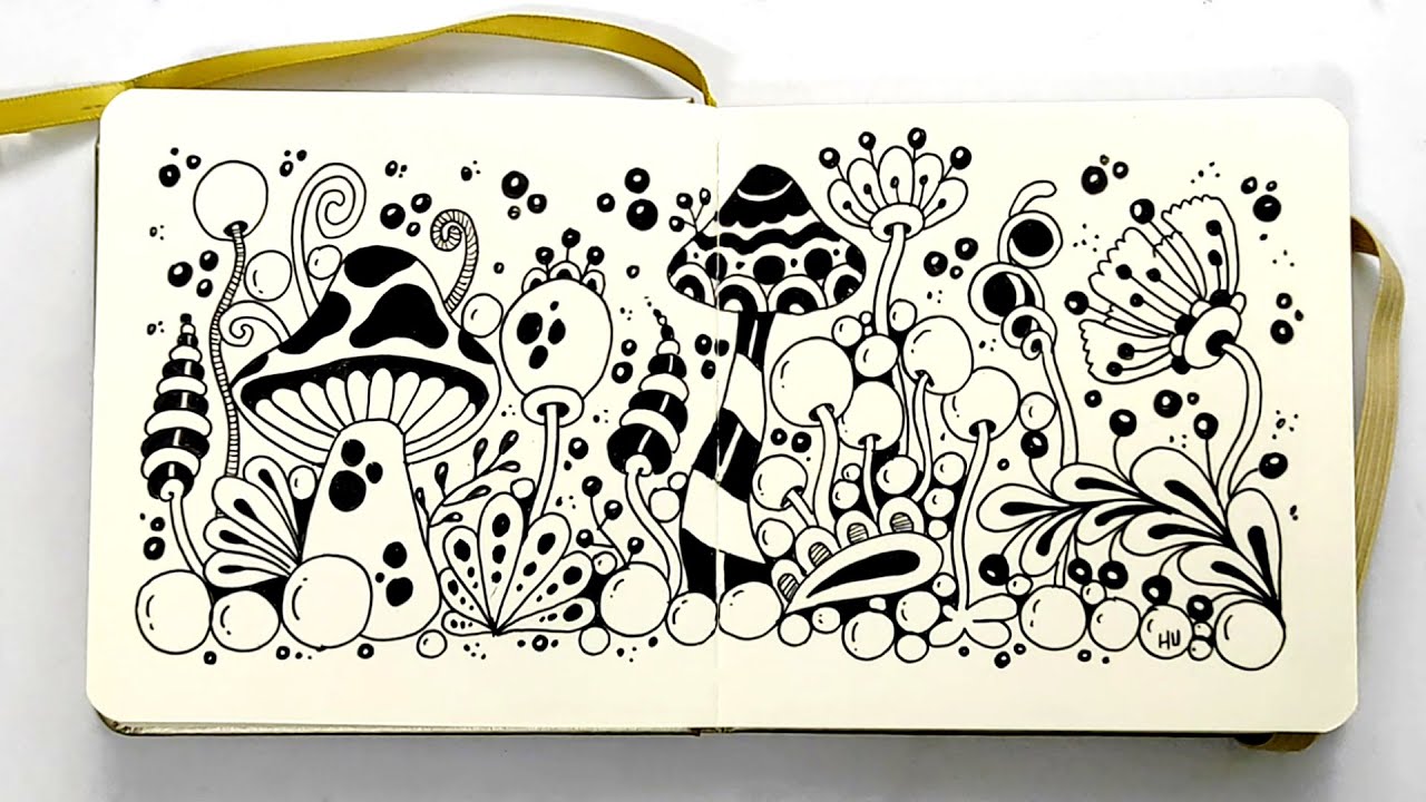 Easy zentangle mushroom drawing step by step  ✺  zentangle art  ✺  mushroom drawing