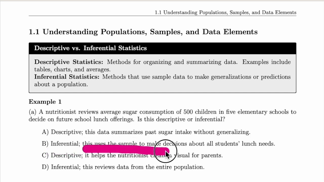 1.1 Example 1 Descriptive vs Inferential Statistics