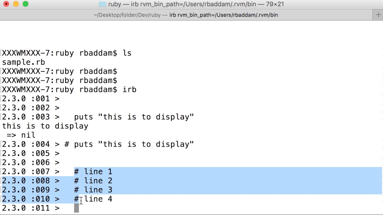 Lecture 7: How to insert comments in Ruby