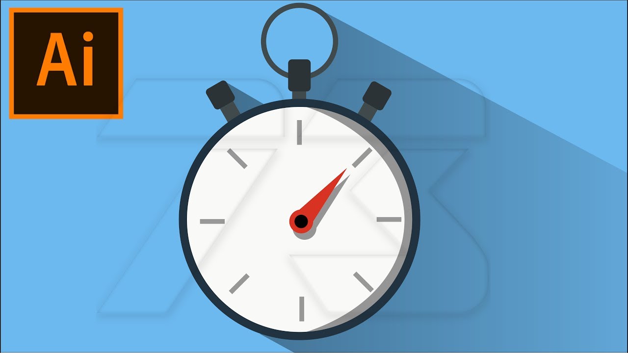 Flat Design StopWatch - Illustrator Tutorial