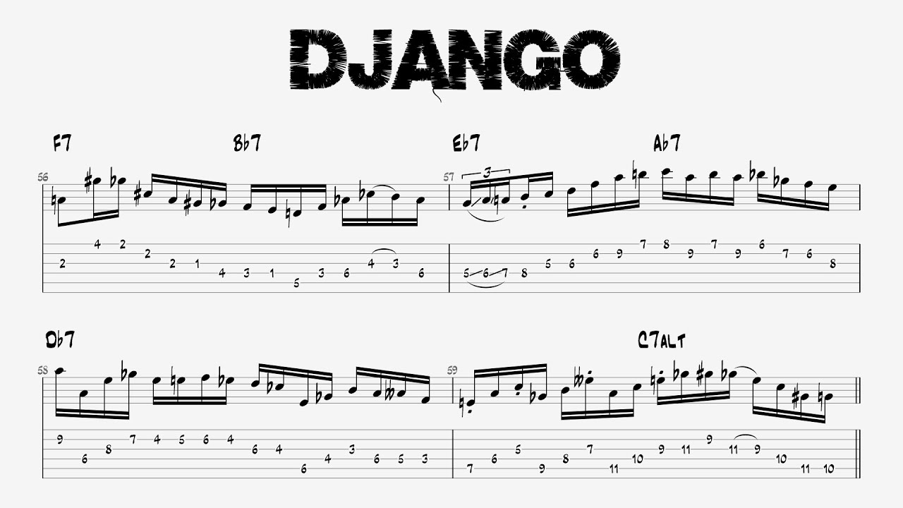 Joe Pass - DJANGO - Guitar Tutorial (Tab + Sheet Music)