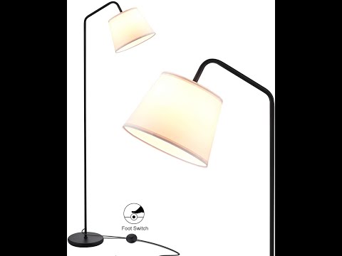 Arc Floor Lamp, LED Floor Lamp with Hanging White Lamp Shade, Modern Standing Lamp with Foot Switch